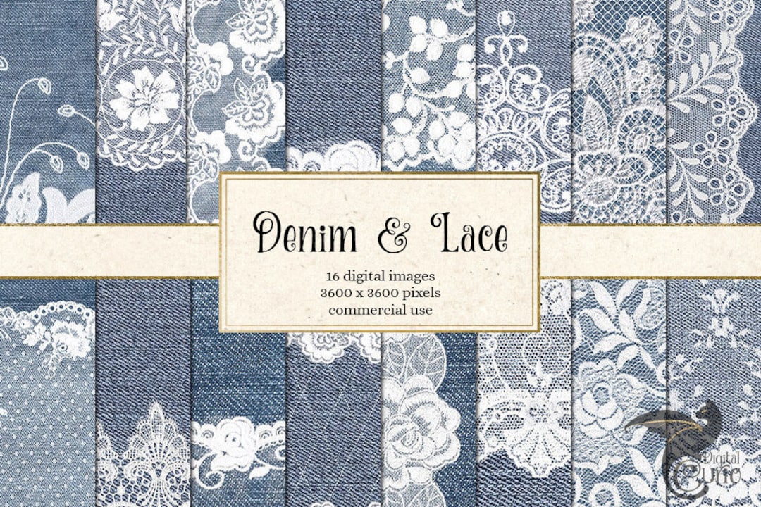 Denim and Lace Digital Paper, Rustic Wedding (digital Download) - Etsy