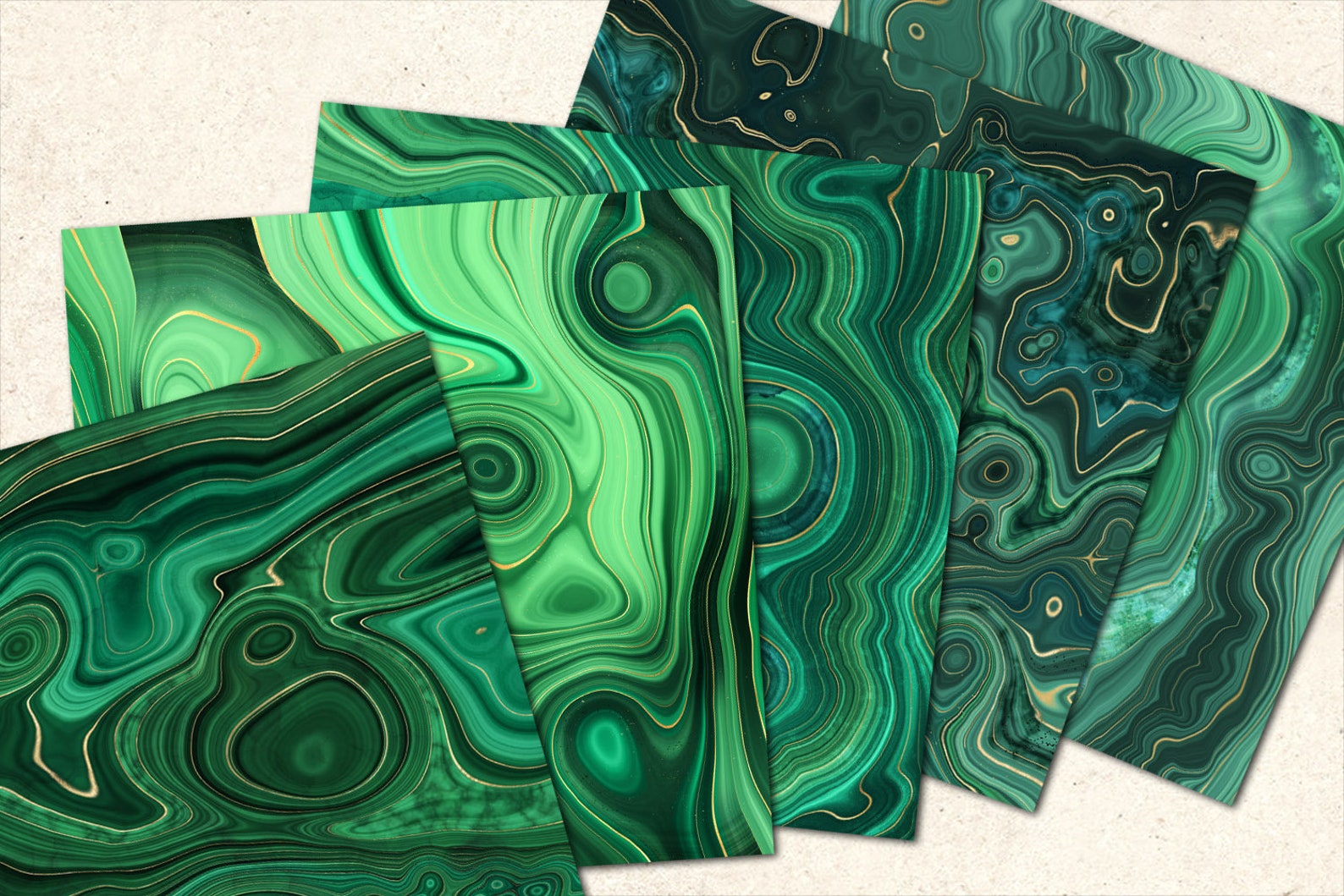 Strata Malachite Digital Paper and Border Overlays With Gold - Etsy