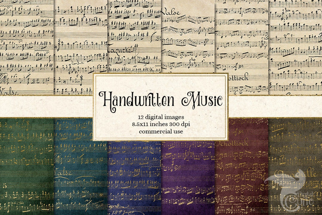 Vintage Handwritten Music Paper, Printable Musical Notation (digital ...