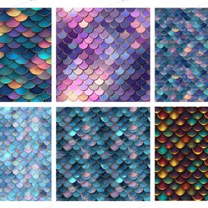 Shining Mermaid Scales Digital Paper, Seamless Scale Patterns (digital ...
