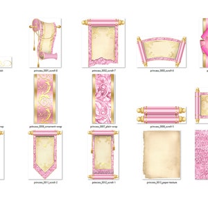 Princess Scrolls Clipart - Digital Clip Art for Magic Fantasy Designs ...