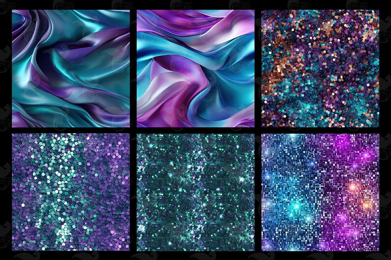 Mermaid Sparkle Digital Paper, Seamless Scale Textures (digital ...