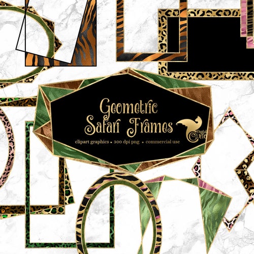 Black and Gold Tropical Frames Clip Art Digital Frame | Etsy