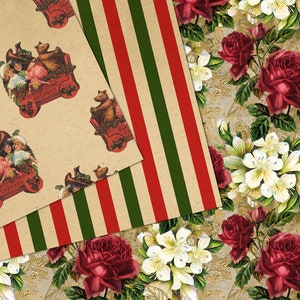Antique Christmas Digital Paper - Vintage Christmas Patterns on ...
