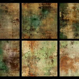 Distressed Green and Brown Textures, Rustic Digital Paper (seamless ...