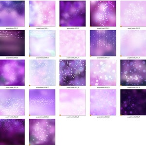 Purple Bokeh Digital Paper, Printable Backgrounds With Hearts and Fairy ...