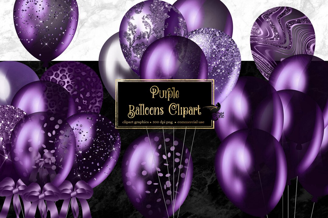 Purple Balloons Clipart - Digital Clip Art Graphics for Party ...