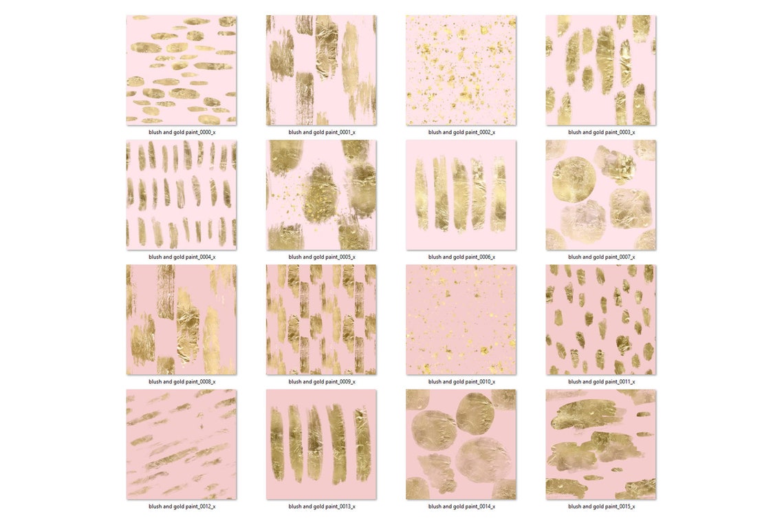 Gold Paint Digital Paper Blush Pink and Gold Paint Strokes | Etsy