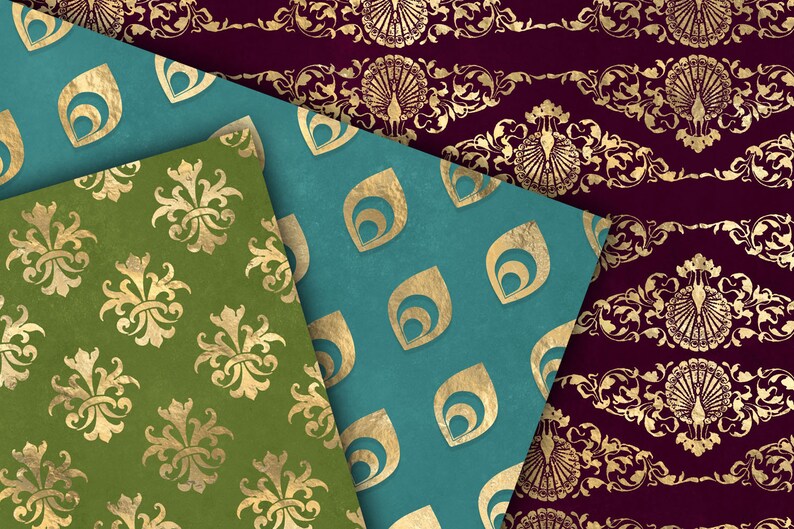 Golden Peacock Digital Paper, Seamless Patterns (JPG) - Etsy