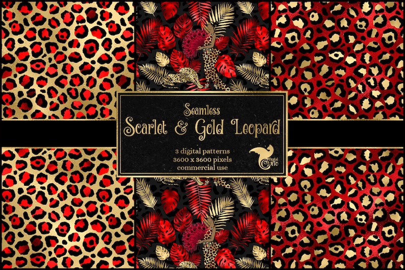 Scarlet and Gold Leopard Digital Paper Seamless Leopard Spot - Etsy UK