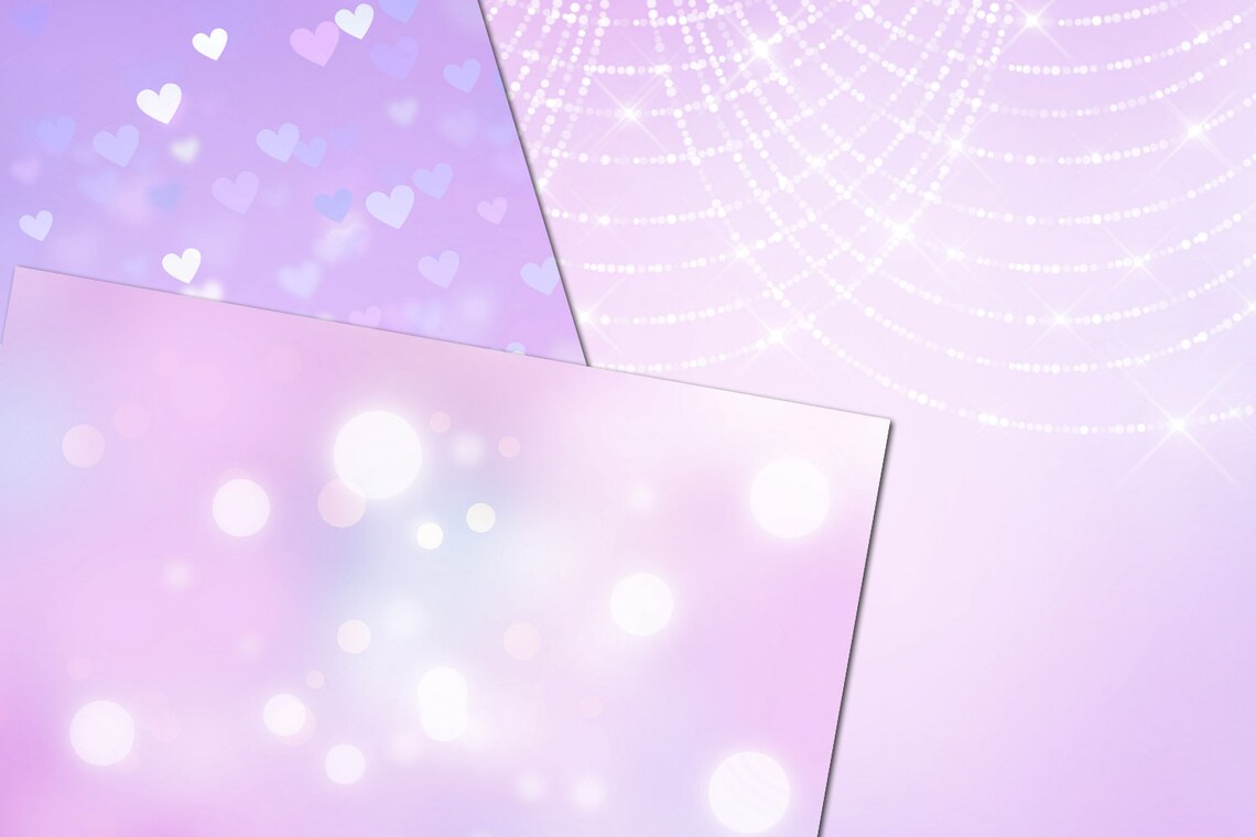 Purple Bokeh Digital Paper Printable Backgrounds With Hearts | Etsy