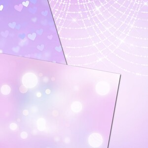 Purple Bokeh Digital Paper, Printable Backgrounds With Hearts and Fairy ...