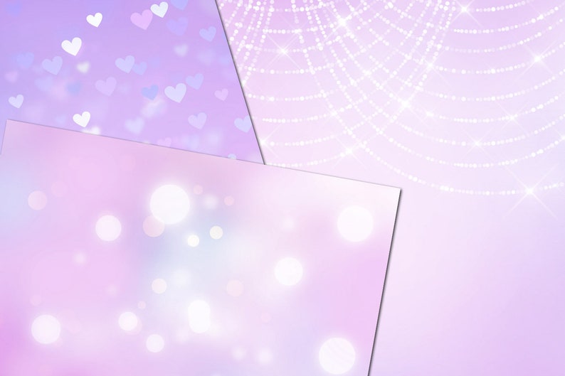 Purple Bokeh Digital Paper Printable Backgrounds With Hearts - Etsy