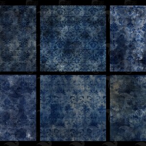 Distressed Navy Damask Digital Paper, Seamless Navy Blue Grunge ...