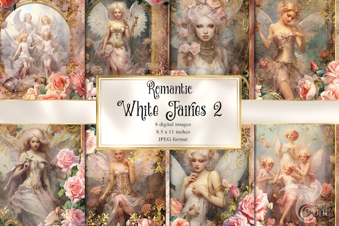 Romantic White Fairies 2 Journal Paper Notebook Digital Paper - Etsy