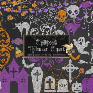 Chalkboard Halloween Clipart, Halloween Confetti Overlays and Clip Art ...