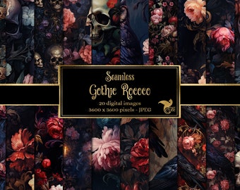 Gothic Rococo Seamless Pattern Halloween Background Digital Paper ...