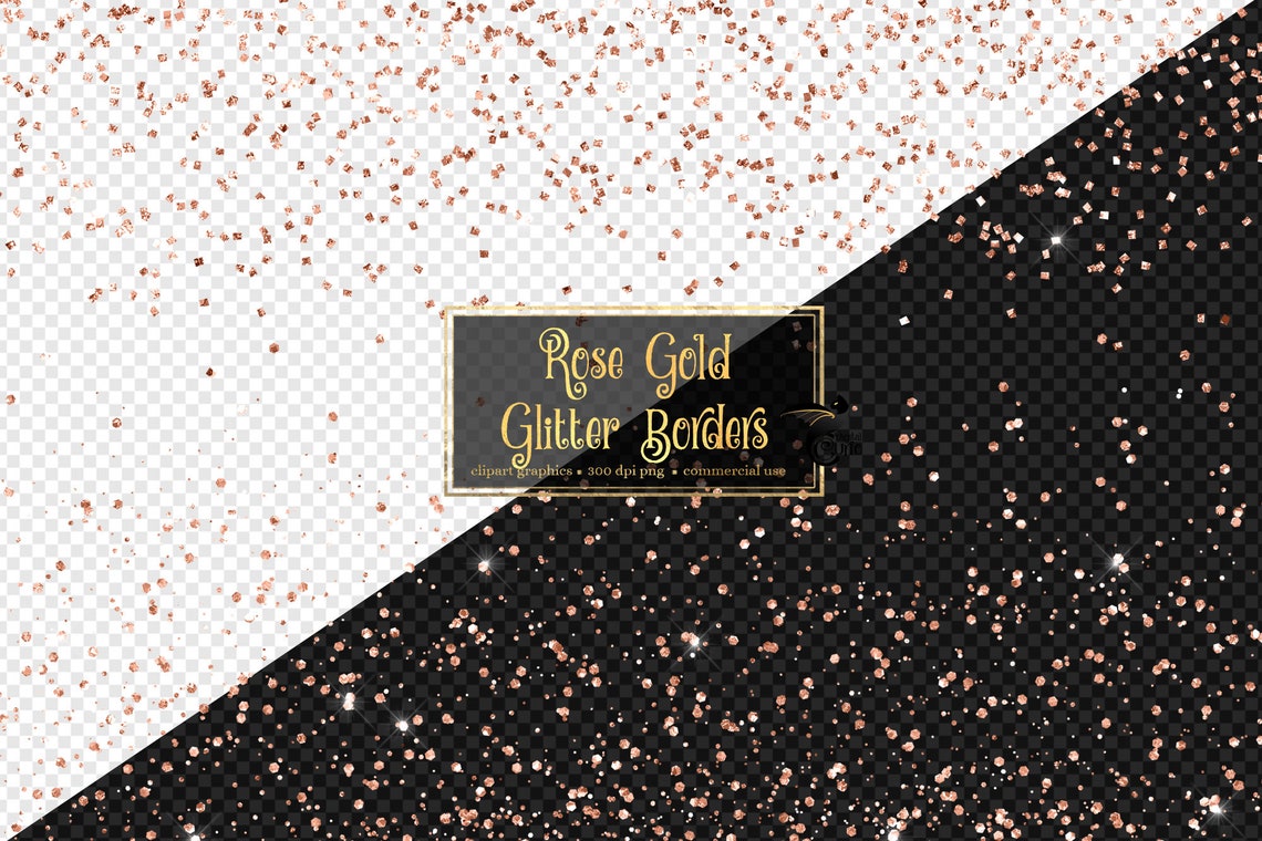 Rose Gold Glitter Borders Clipart Glitter Png Overlays Clip - Etsy
