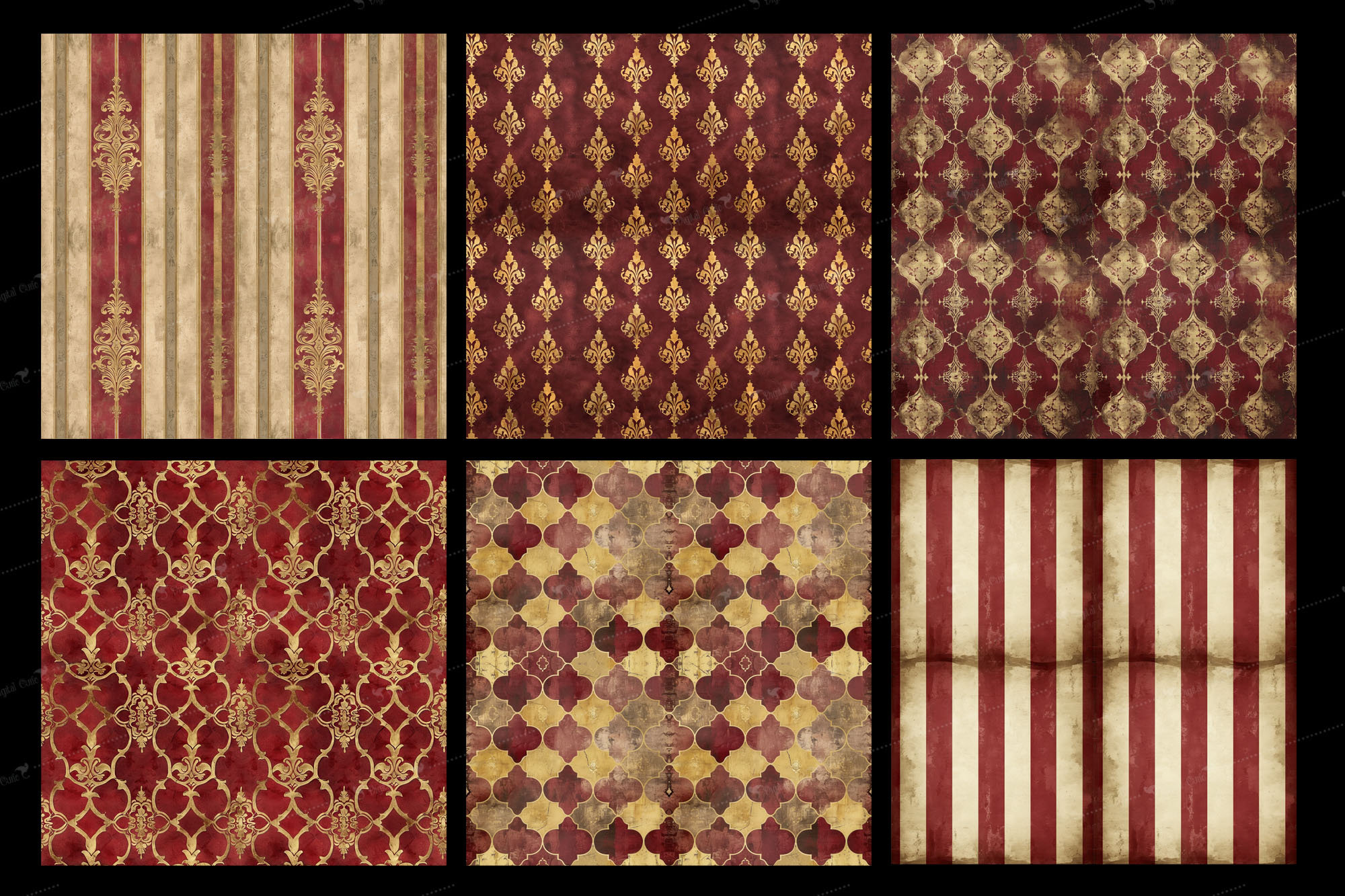 Vintage Circus Digital Paper, Victorian Grunge Textures (digital ...
