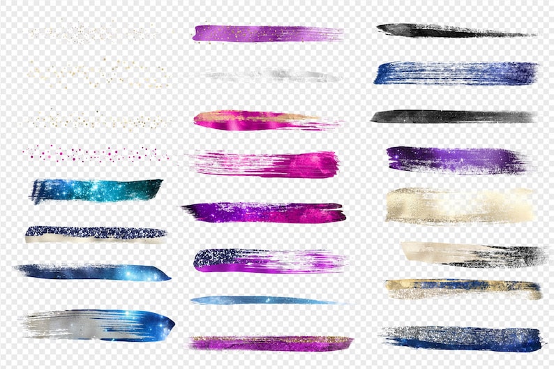 Galaxy Paint Strokes Clipart, Watercolor Brush Strokes (digital ...