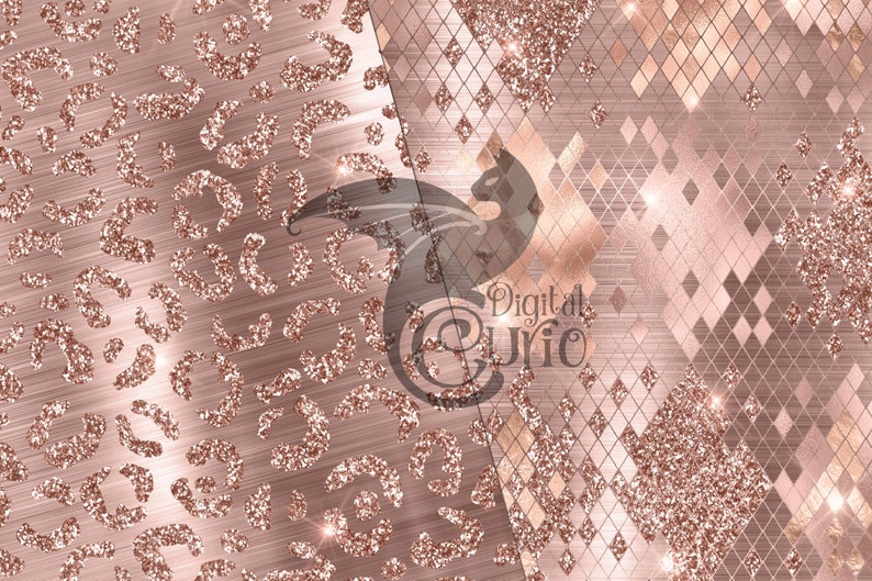 Rose Gold Glitter Animal Print Digital Paper Seamless Glam | Etsy
