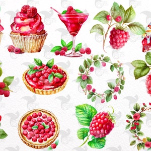 Watercolor Raspberry Clipart - Digital Png Raspberry Graphics for ...