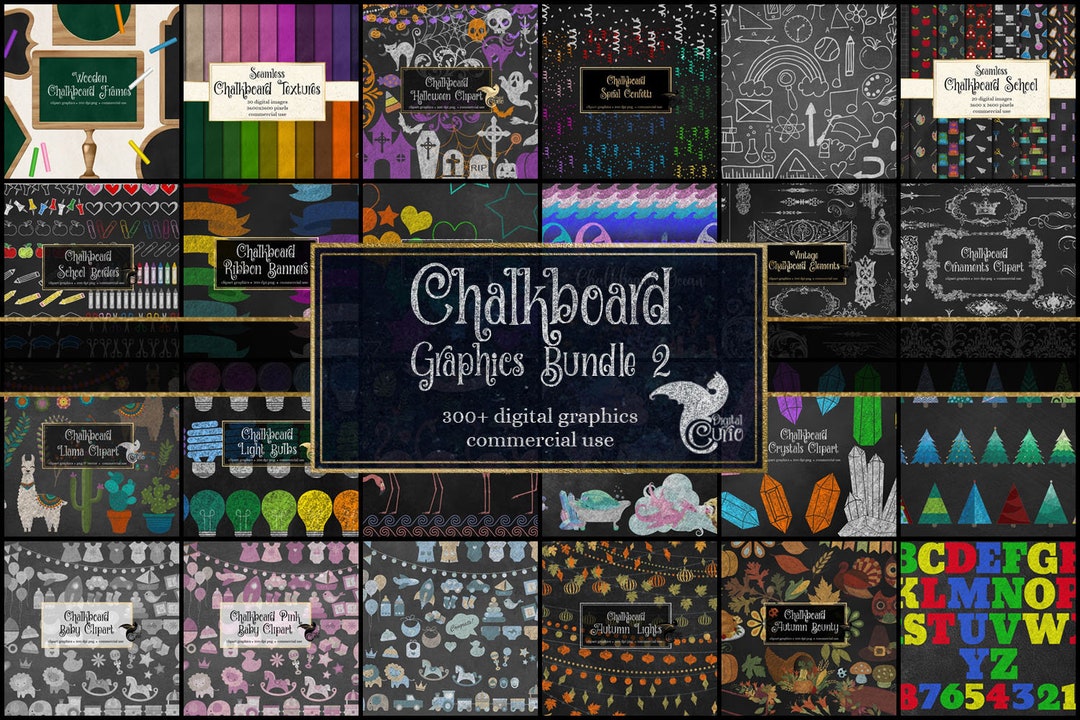 Chalkboard Graphics Bundle, Clipart and Textures (digital Download) - Etsy