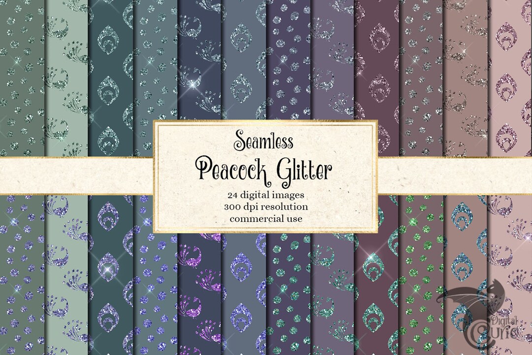 Glitter Peacock Digital Paper, Seamless Peacock Patterns Printable ...