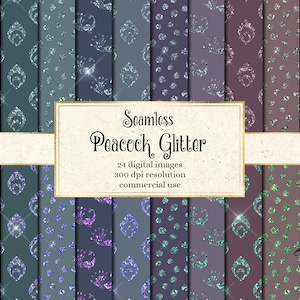 Glitter Peacock Digital Paper, Seamless Peacock Patterns Printable ...
