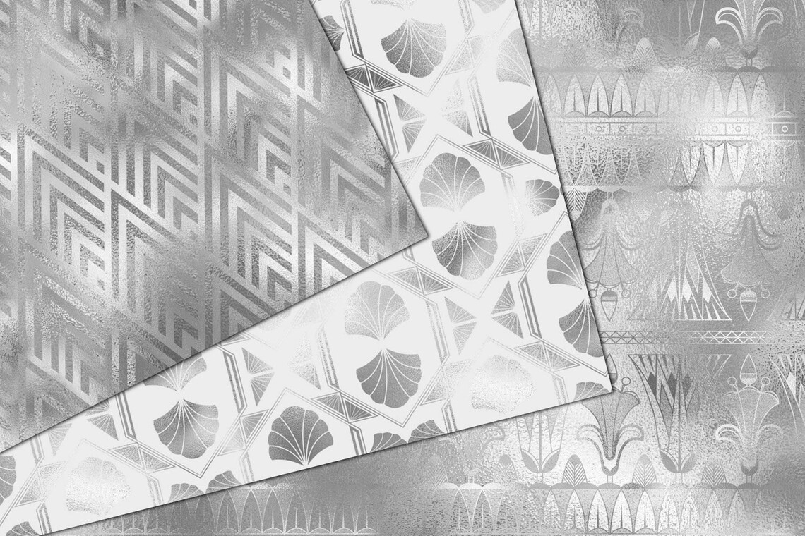 Silver Art Deco Digital Paper Seamless Deco Patterns in - Etsy