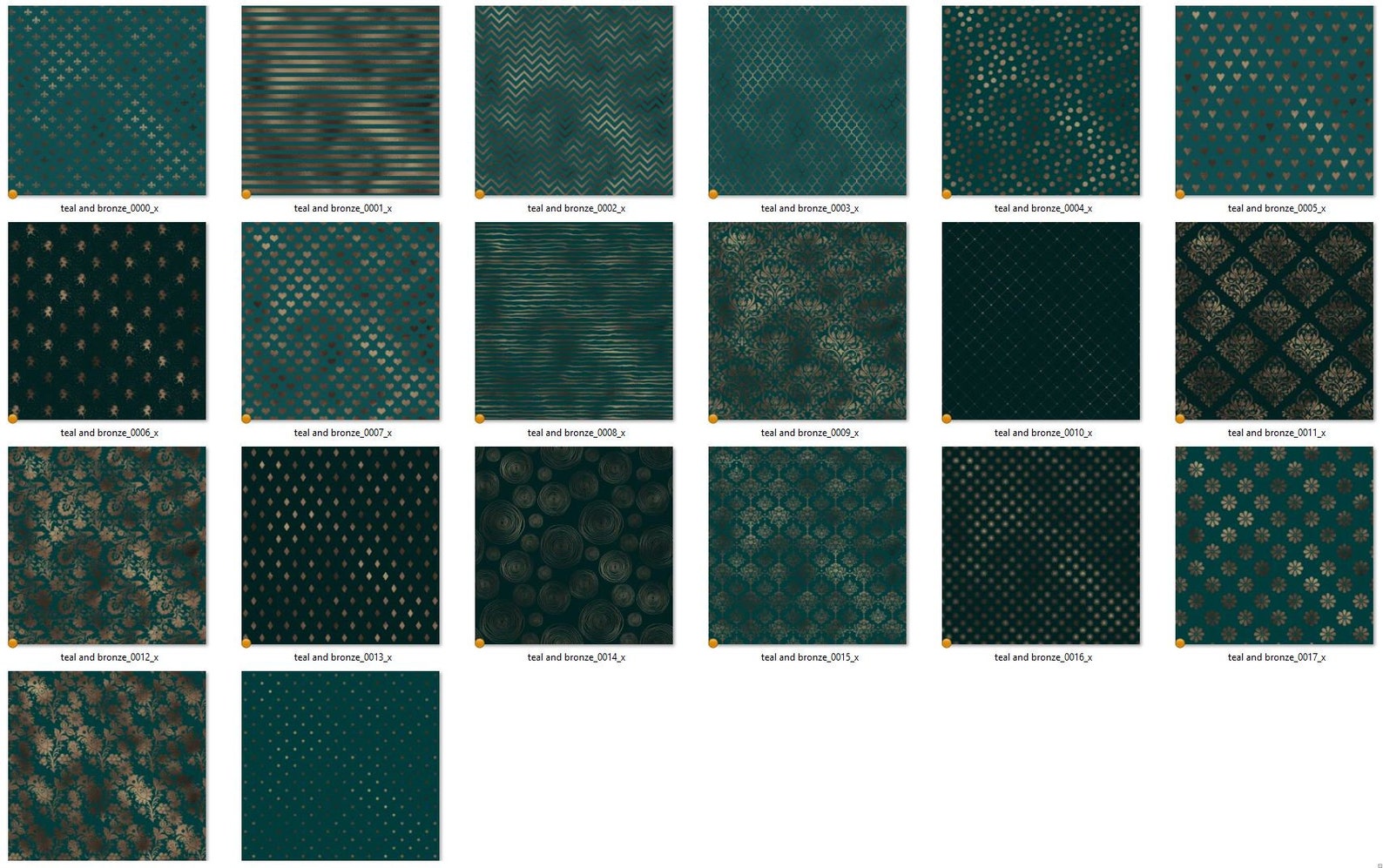 Teal and Bronze Digital Paper, Seamless Copper Patterns (digital ...