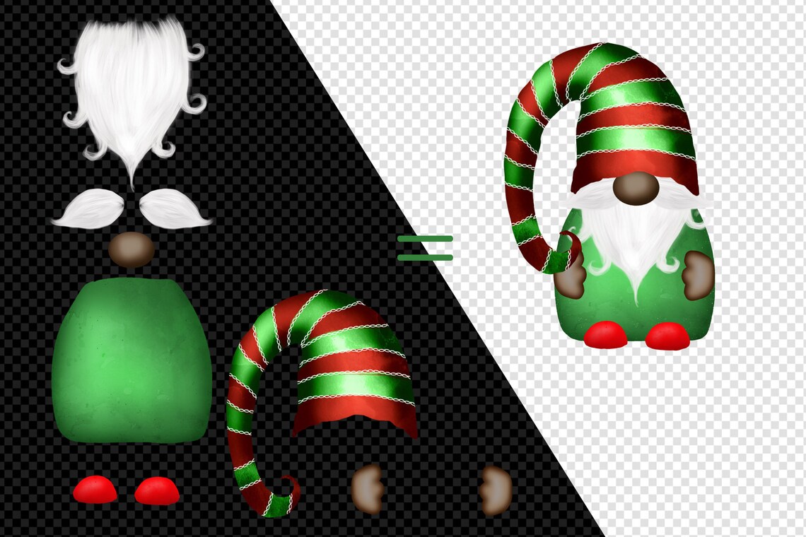 Build Your Own Christmas Gnome Cute Gnomes Clip Art Graphics | Etsy