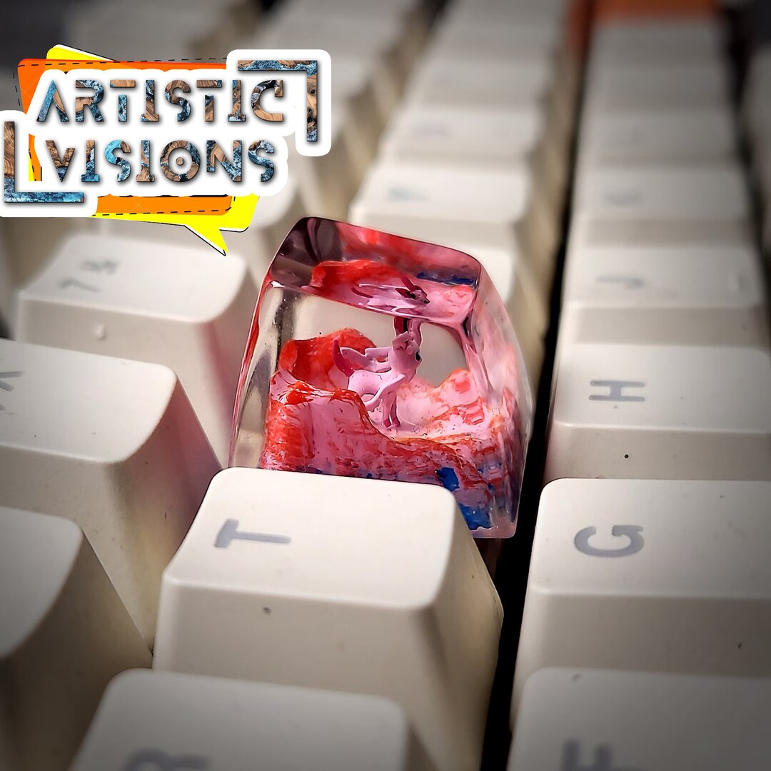 Sylveon PKM Keycaps, Anime Keycap Handmade, Resin Keycap, Keycap Custom ...