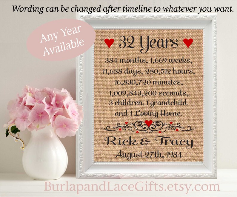 32nd Anniversary 32 Years Together Gift For Wife Husband GIft Etsy