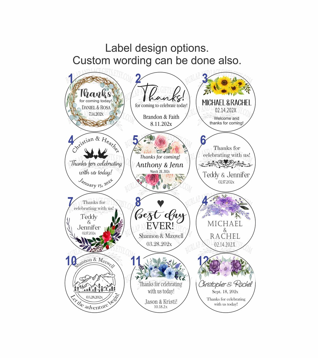 Wedding Sticker, Thank You Sticker, His and Her, Personalized Wedding ...
