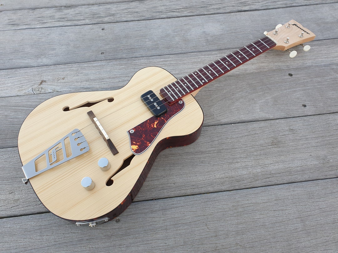 Custom Build Jazzy Tenor Semi-hollow Body Electric Ukulele. Single P90 ...