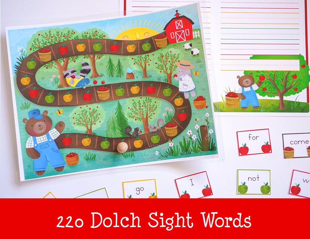Apple Sight Words Playmat All Dolch Sight Words Learn to Read Apple ...