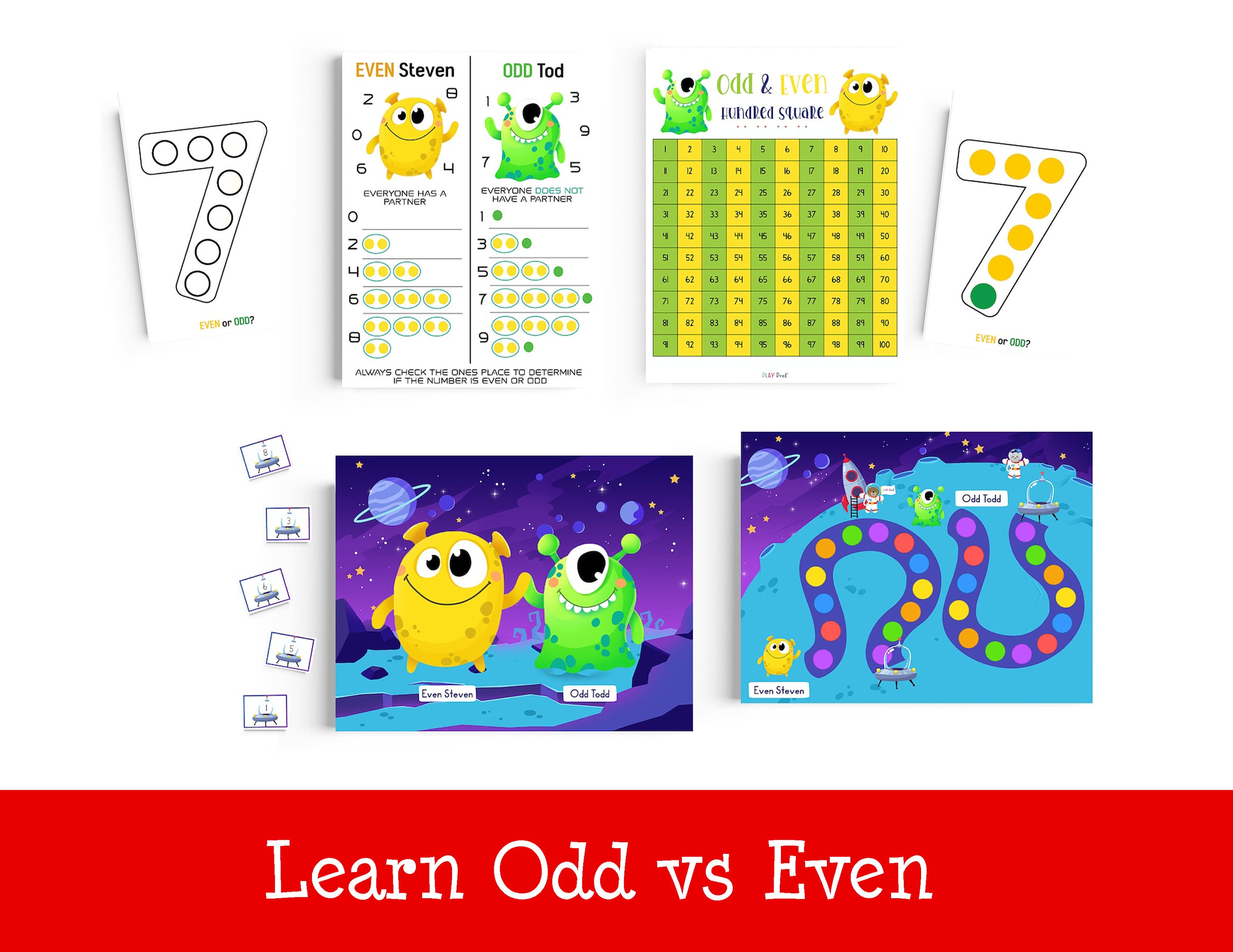 Even & Odd Numbers, Even Steven Odd Todd, Hundred Chart, Math Folder ...