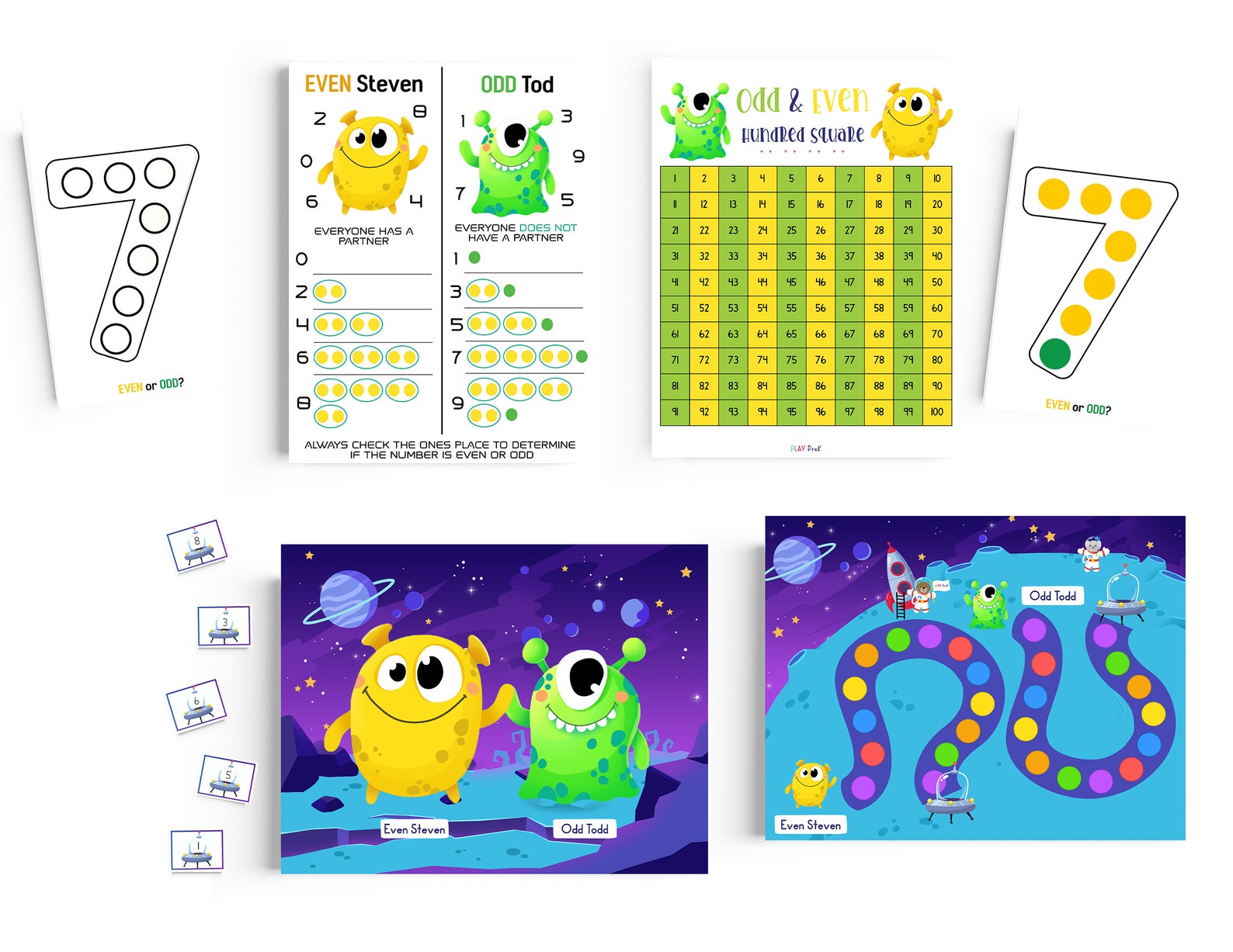 Even & Odd Numbers, Even Steven Odd Todd, Hundred Chart, Math Folder ...