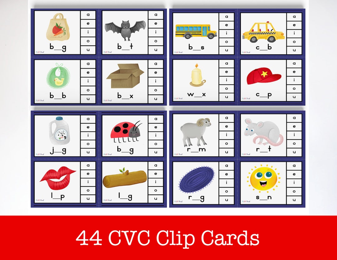 CVC Missing Vowel Clip Cards – Preschool & Kindergarten Phonics ...