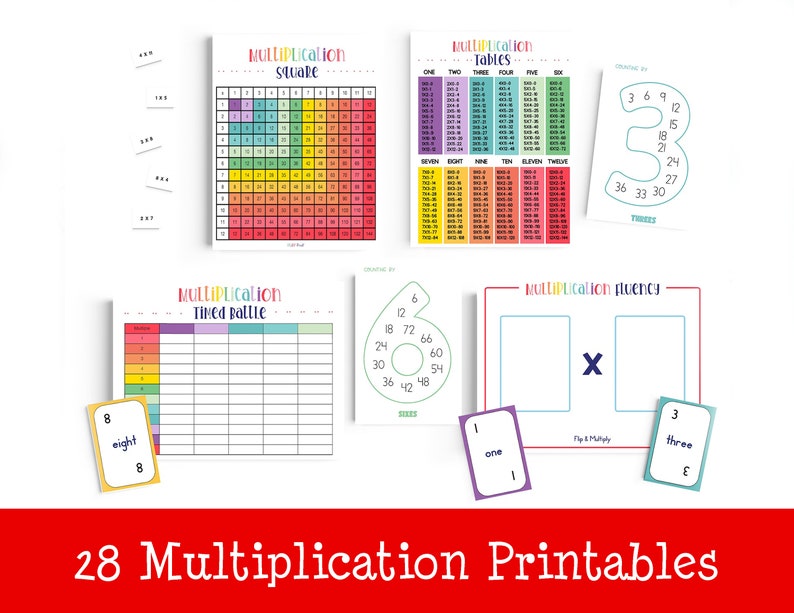 Multiplication Table Playmats Skip Counting Flash Cards Card Game ...