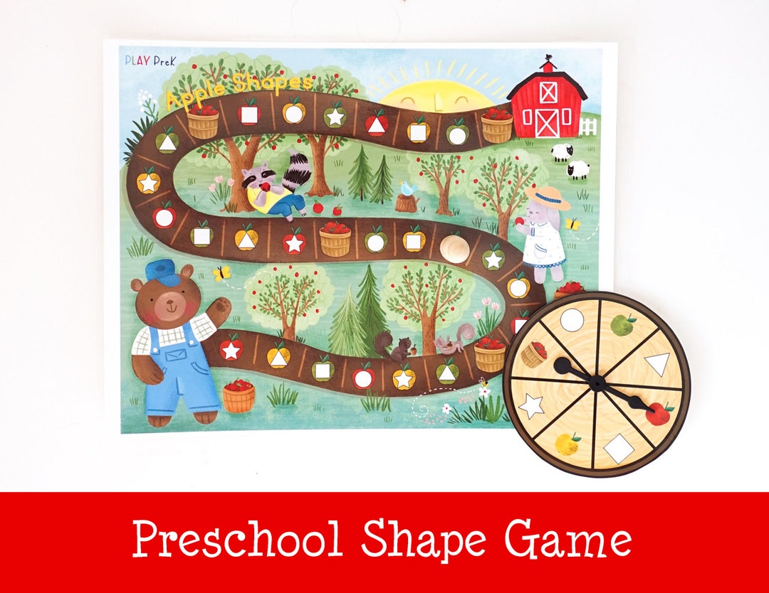 Apple Shapes Board Game Playmat Match Shapes and Colors Preschool Game ...