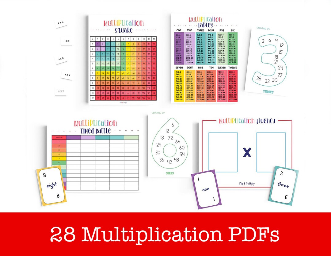 Multiplication Table Playmats Skip Counting Flash Cards Card Game ...