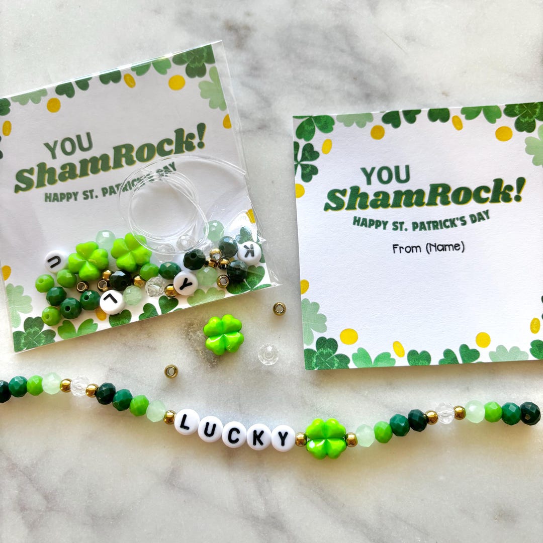 St. Patrick's Day Bracelet Kit for Kids, Beaded Stretch Bracelet Kit ...