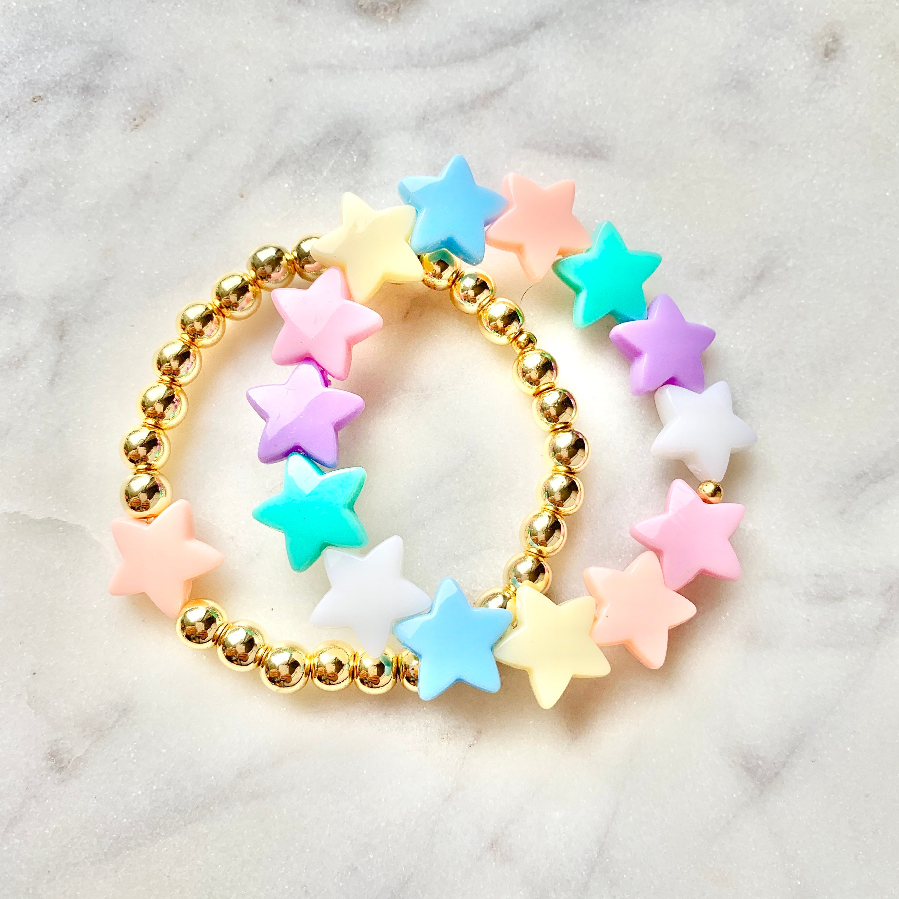 Acrylic Pastel Star Beaded Stretch Bracelet | Etsy