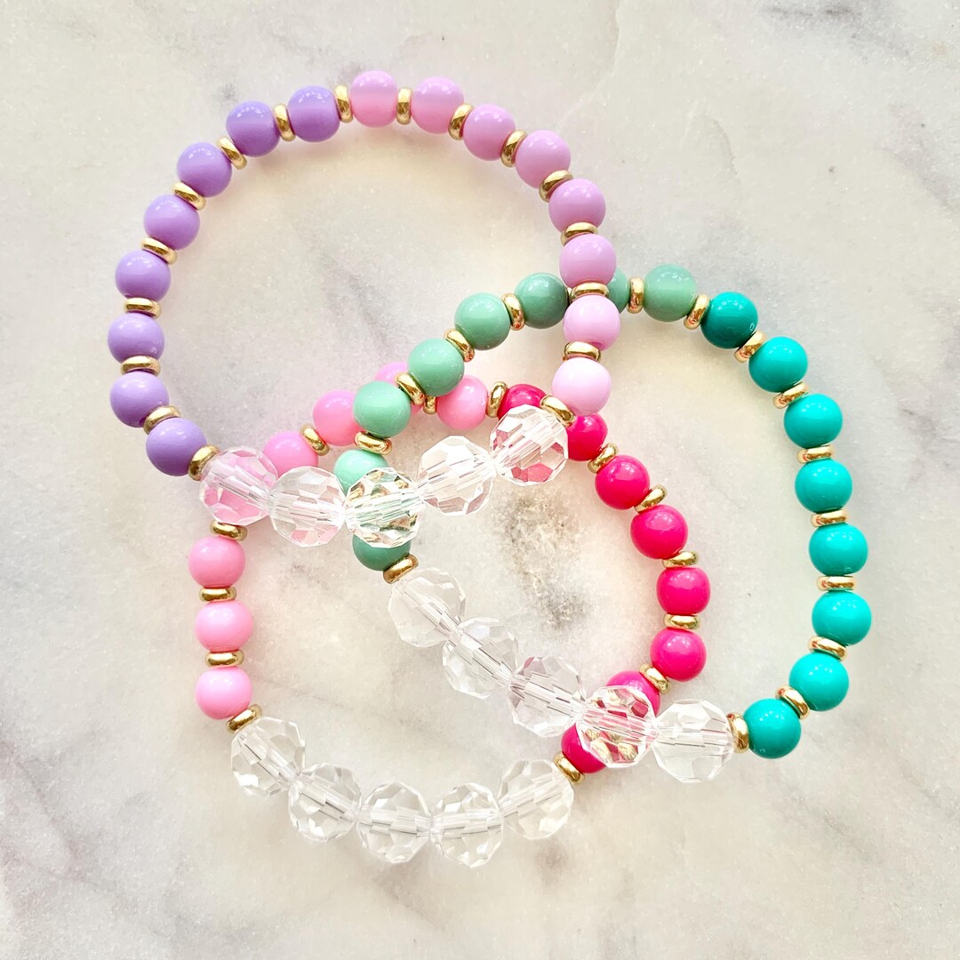 Kids Crystal and Color Bracelet, Kids, Girls, Toddlers, Beaded Stretch ...