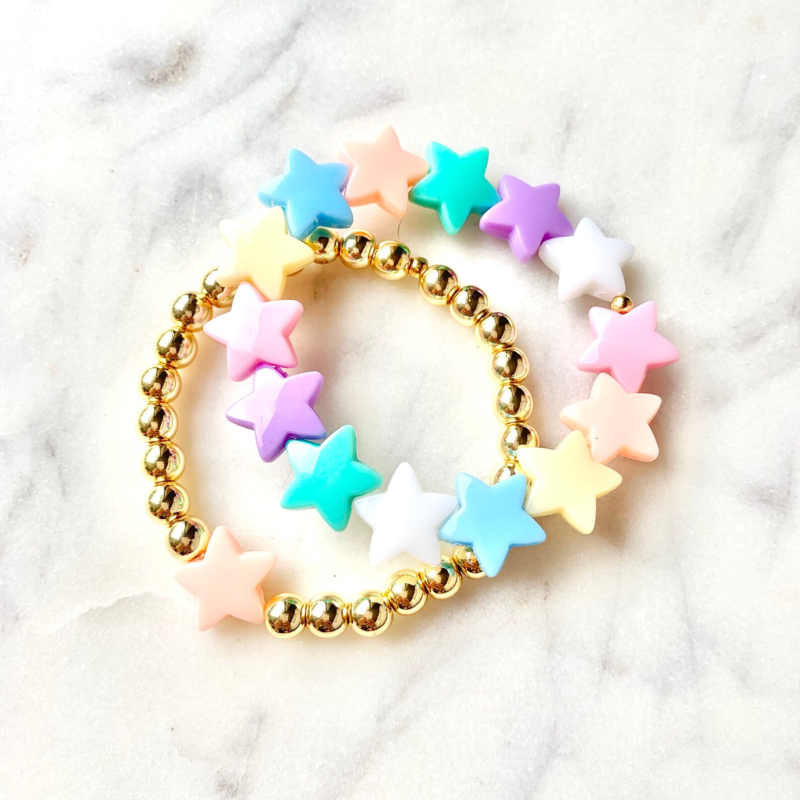 Acrylic Pastel Star Beaded Stretch Bracelet - Etsy