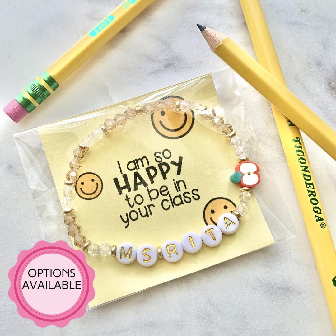 Back to School Teacher Name Bracelet, Teacher Appreciation, Teacher ...
