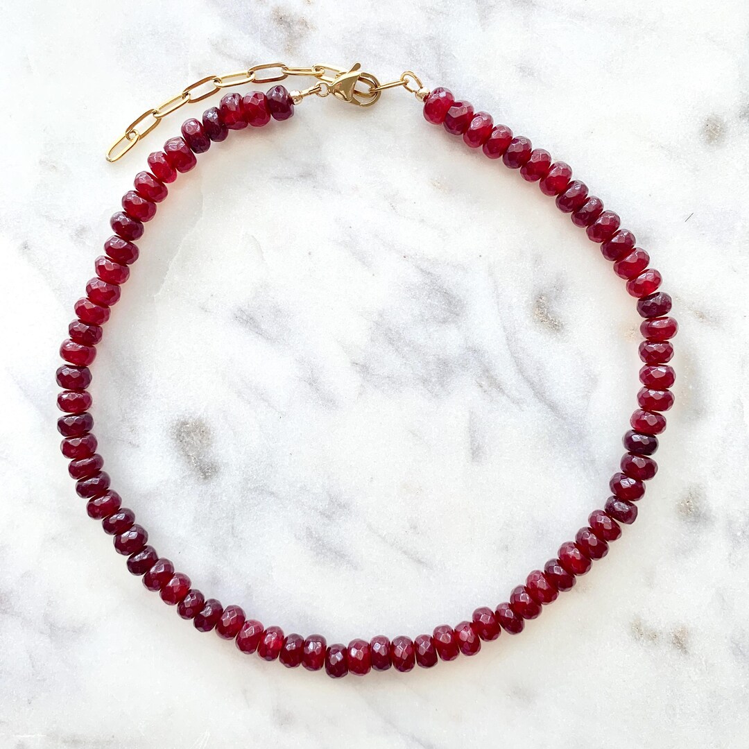 Maroon Gemstone Necklace, Gifts for Her, Women's - Etsy