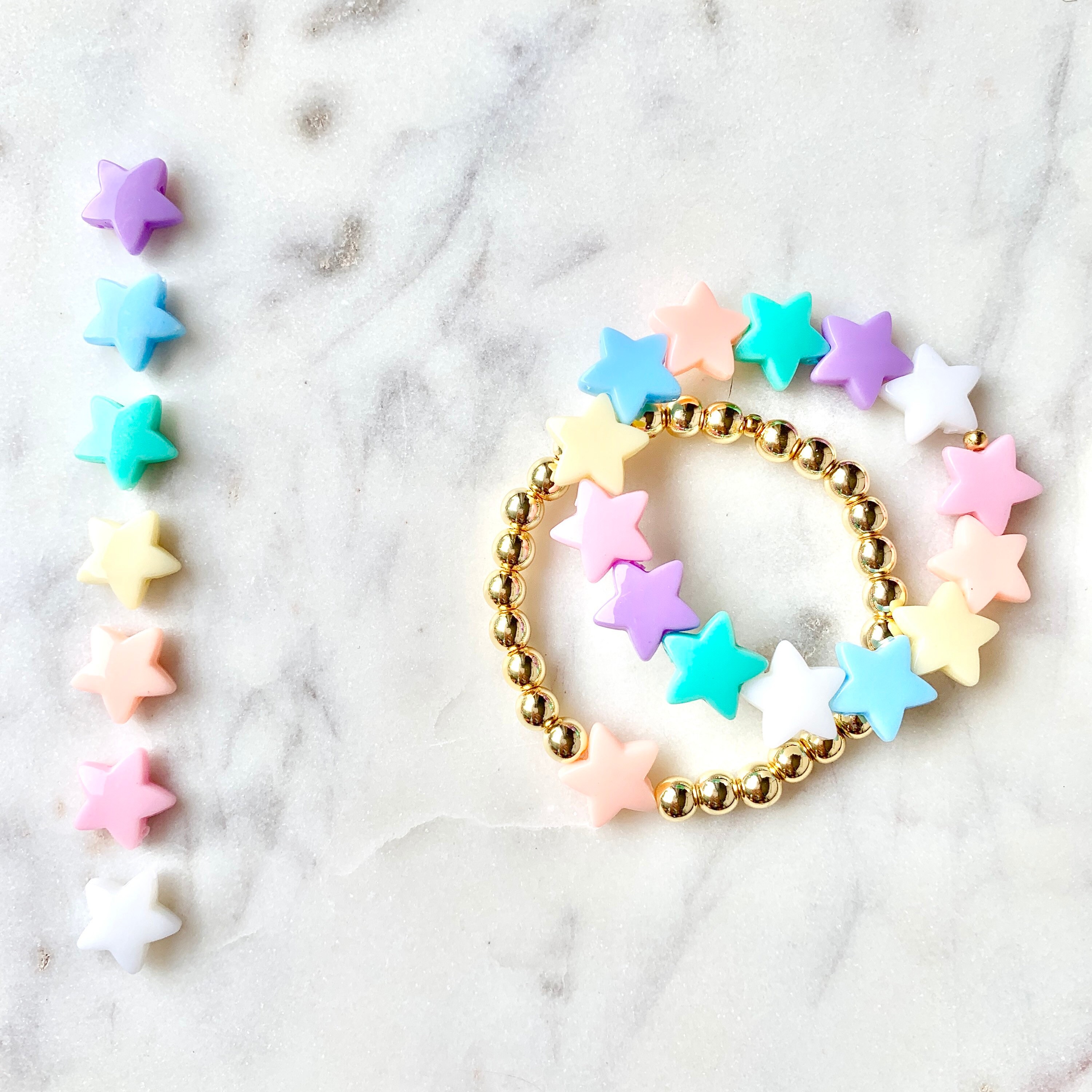 Acrylic Pastel Star Beaded Stretch Bracelet | Etsy
